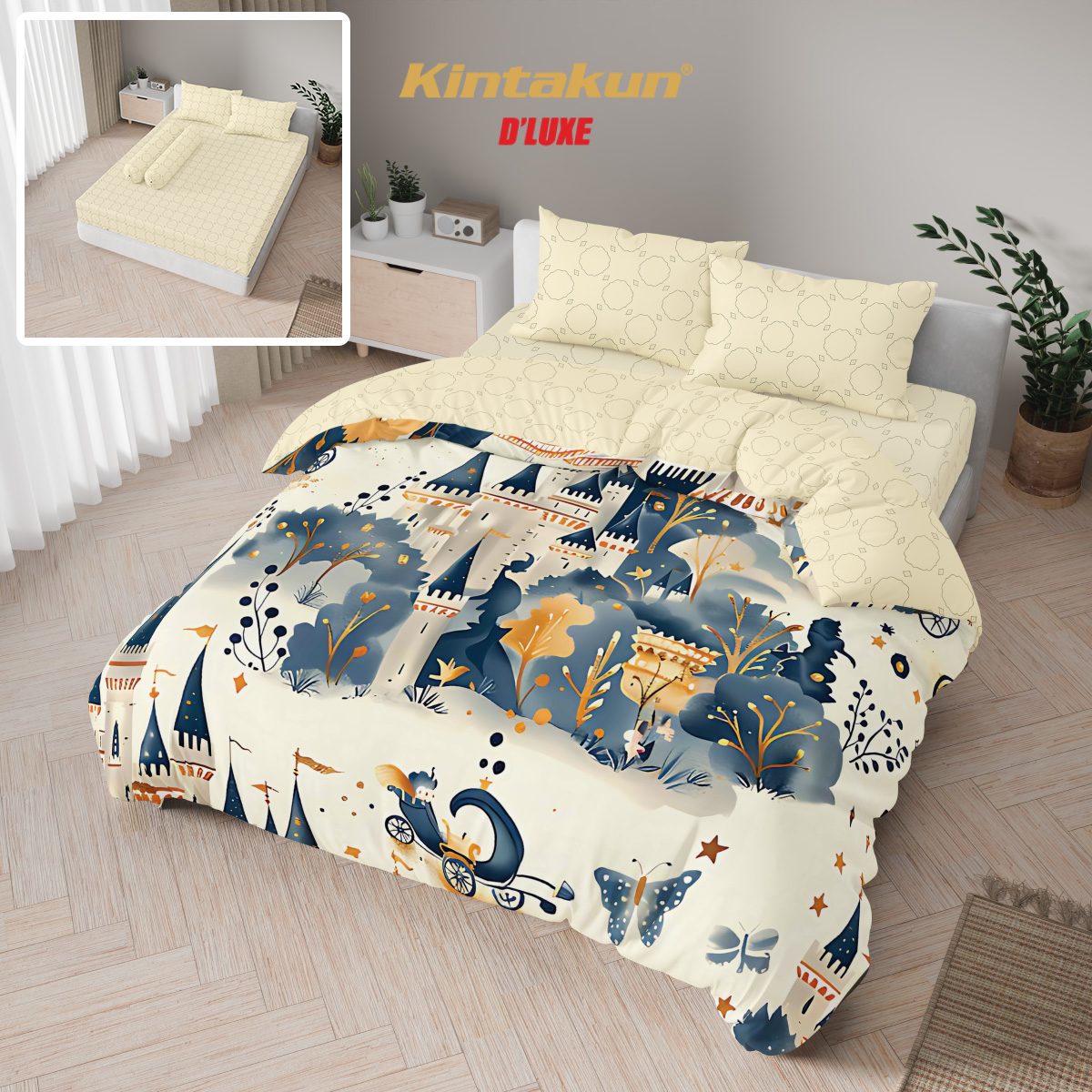 Kintakun Dluxe Bed Cover Set Fitted Digital Printing Motif Castle Ting ...